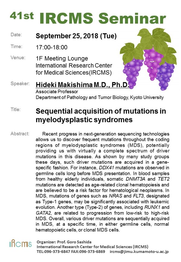 [September 25] 41st IRCMS Seminar - Events | IRCMS - Kumamoto University